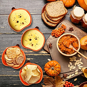 Kolewo4ever 12 Pieces Ceramic Pumpkin Bowl 6 Ounces Ramekins Small Pumpkin Shaped Bowls Orange Dinnerware Pumpkin Decoration for Fall Halloween Thanksgiving Serving Dip, Sauce, Condiments,Snack