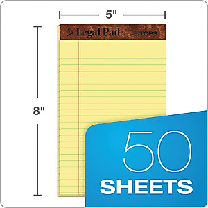 TOPS The Legal Pad Writing Pads, 8-1/2" x 11-3/4", Canary Paper, Legal Rule, 50 Sheets, 12 Pack (7532) & The Legal Pad Writing Pads, 5" x 8", Jr. Legal Rule, Canary Paper, 50 Sheets, 12 Pack (7501)