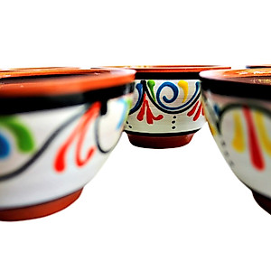Cactus Canyon Ceramics Salsa Bowls - Spanish Terracotta White Decor - Small Serving Bowl (European Size), Festive Dinnerware 5 Piece Set - Dishwasher & Microwave Safe