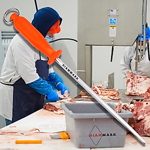 Diammark Packinghouse Steel - 10 Inch Rod Length - Fine Cut - Made In Germany - Extra Hardening To Handle Forged Knives And Extend Life Of Sharpener