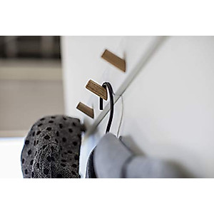 Yamazaki Home Wall-Mounted Saving Coat Hanger-Modern Jacket Holder | Steel + Wood | Hooks, One Size, White