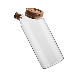 Glass Food Storage Canister with Cork, Decorative Round Cylinder Container Jar with Airtight Seal Wood Lid, Clear Candy Jar Mason Jars for Pantry Pasta Tea Coffee Beans Cereal, 5. 9- Inch /734 ( Color
