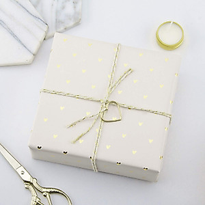 WRAPAHOLIC Wrapping Paper Roll - Pastel Pink Color with Gold Foil Sweet Heart Design for Birthday, Valentine's Day, Wedding, Baby Shower Wrap - 30 inch x 16.5 feet