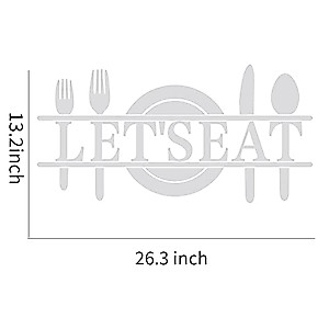 Doeean Let's Eat Sign Acrylic 3D Mirror Wall Decor Wall Decals Decorations Stickers for Kitchen or Dining Room (Silver 26.3 X 13.2)