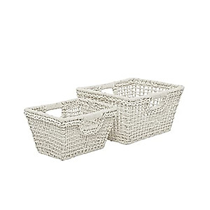 Deco 79 Farmhouse Cotton Storage Basket, 9", 8"H, White