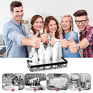 Shower Caddy | Bathroom Shelf, 4 Pack Adhesive Shower Shelf, Shower Rack with 4 Hooks,SUS304 Rustproof | No Drilling Traceless Adhesive Shower Organizer, for Shower & Kitchen(Frosted Black)