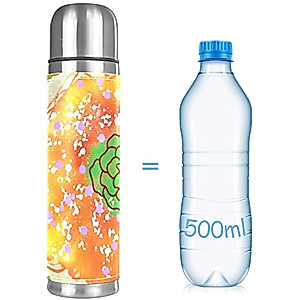 Stainless Steel Leather Vacuum Insulated Mug Abstract Thermos Water Bottle for Hot and Cold Drinks Kids Adults 16 Oz