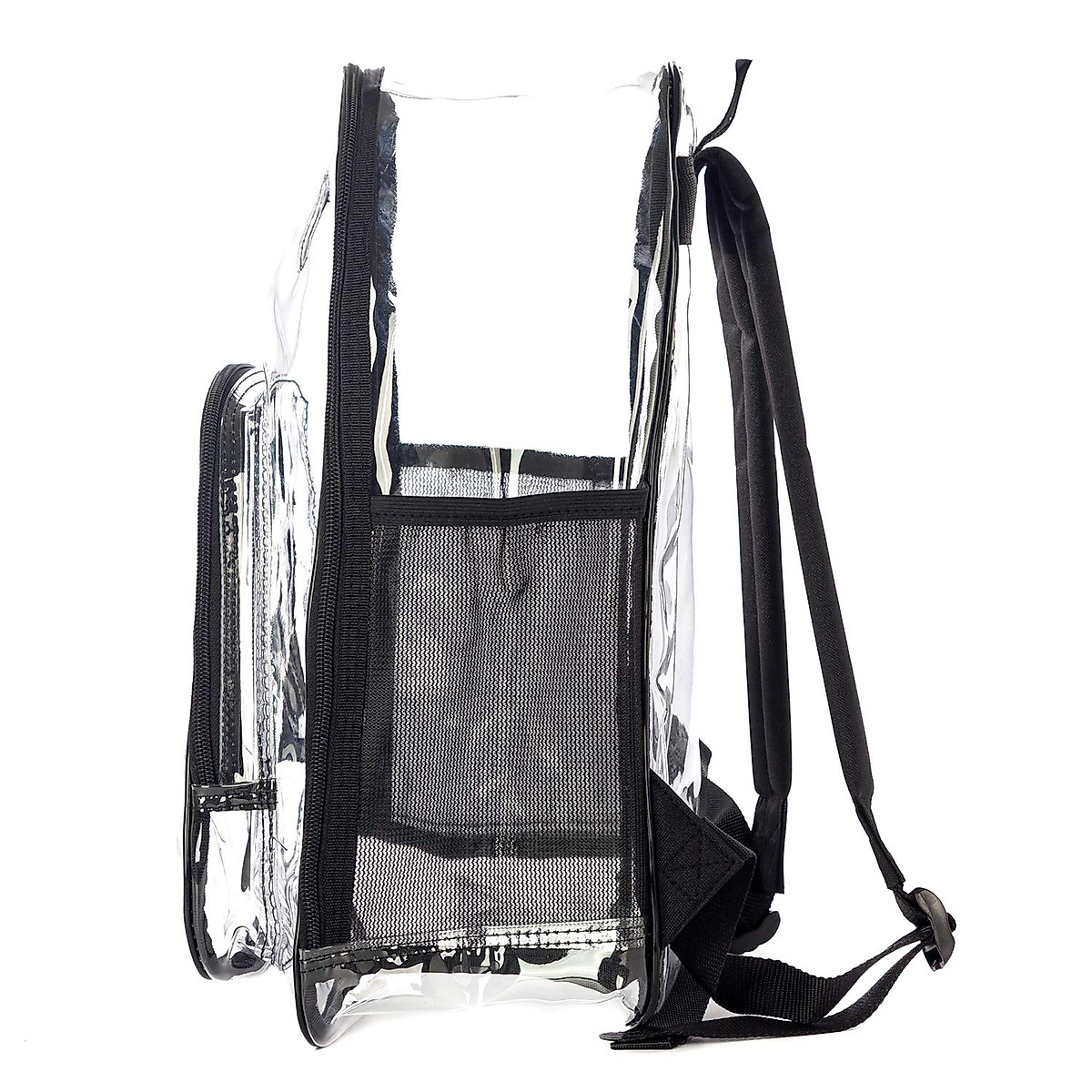 K-Cliffs Heavy Duty Clear Backpack Quality See Through Student Bookbag Durable PVC Travel Transparent Workbag Stadium Security Bag | Black