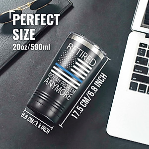 Onebttl Police Officer Retirement Gifts, Gifts for Retired Police Officers Men, Law Enforcement, Correctional Officer, Cops, Stainless Steel Tumbler Travel Mug Cup - 20 oz Black