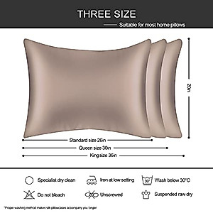 LONGPHEI Silk Satin Pillowcase Cooling Pillow Cases for Hair and Skin Taupe with Eye Mask 2pcs (Taupe, Standard)