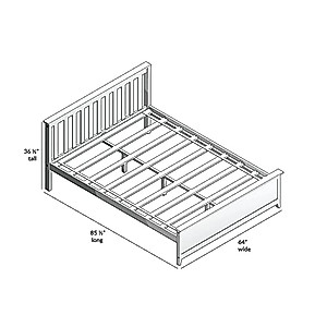 Plank+Beam Solid Wood Queen Bed Frame, Platform Bed with Headboard, White