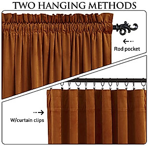 StangH Burnt Orange Velvet Curtains & Short Blackout Curtains