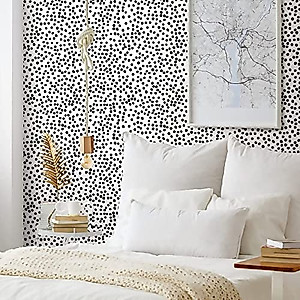 Jeweluck Black and White Wallpaper Peel and Stick Wallpaper Dot Contact Paper 17.7inch×118.1inch Modern Black Contact Paper Peel and Stick Polka Dot Wallpaper Removable Wallpaper for Bathroom Vinyl