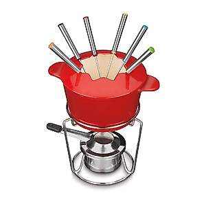 Cuisinart 13-Piece Cast Iron Fondue Set, Red