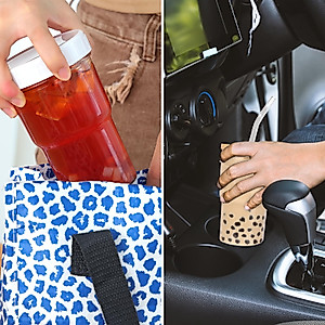 Moretoes 6pcs 16oz Glass Cups with Lids and Straws, Glass Iced Coffee Cups Cute Travel Tumbler Cups, Drinking Jars Set Reusable Boba Bottle for Jumbo Smoothie, Cold Brew, Soda, Juice