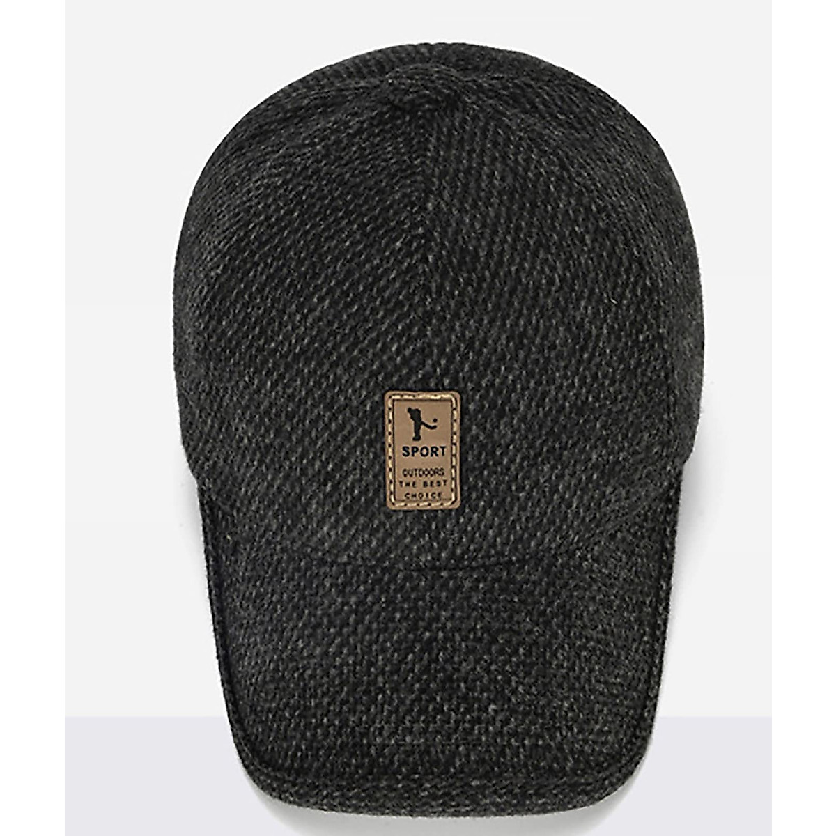 KorhLeoh Men's Winter Baseball-Cap with Ear Flaps - Women Winter Hat with Brim Earflap Fitted Hat Warm Outdoor Running Hat Grey