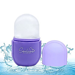 Souline Essentials Ice Facial Cube, ice roller for face eyes and neck, skin care tool used to firm and sculpt the face, eliminate under eye puffiness, great addition to any beauty routine (Purple)