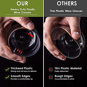 eventpartener 20 Pack Disposable Stemless Wine Glasses, 16 OZ Plastic Wine Cups, Gold Rim Unbreakable Wine Glasses, Whiskey Cocktail Glasses, Shatterproof Clear Drinking Glasses for Party, Wedding