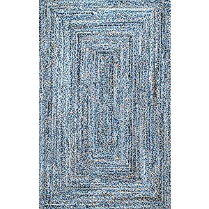nuLOOM Hand Braided Otelia Denim And Jute Area Rug, 4' x 6', Denim