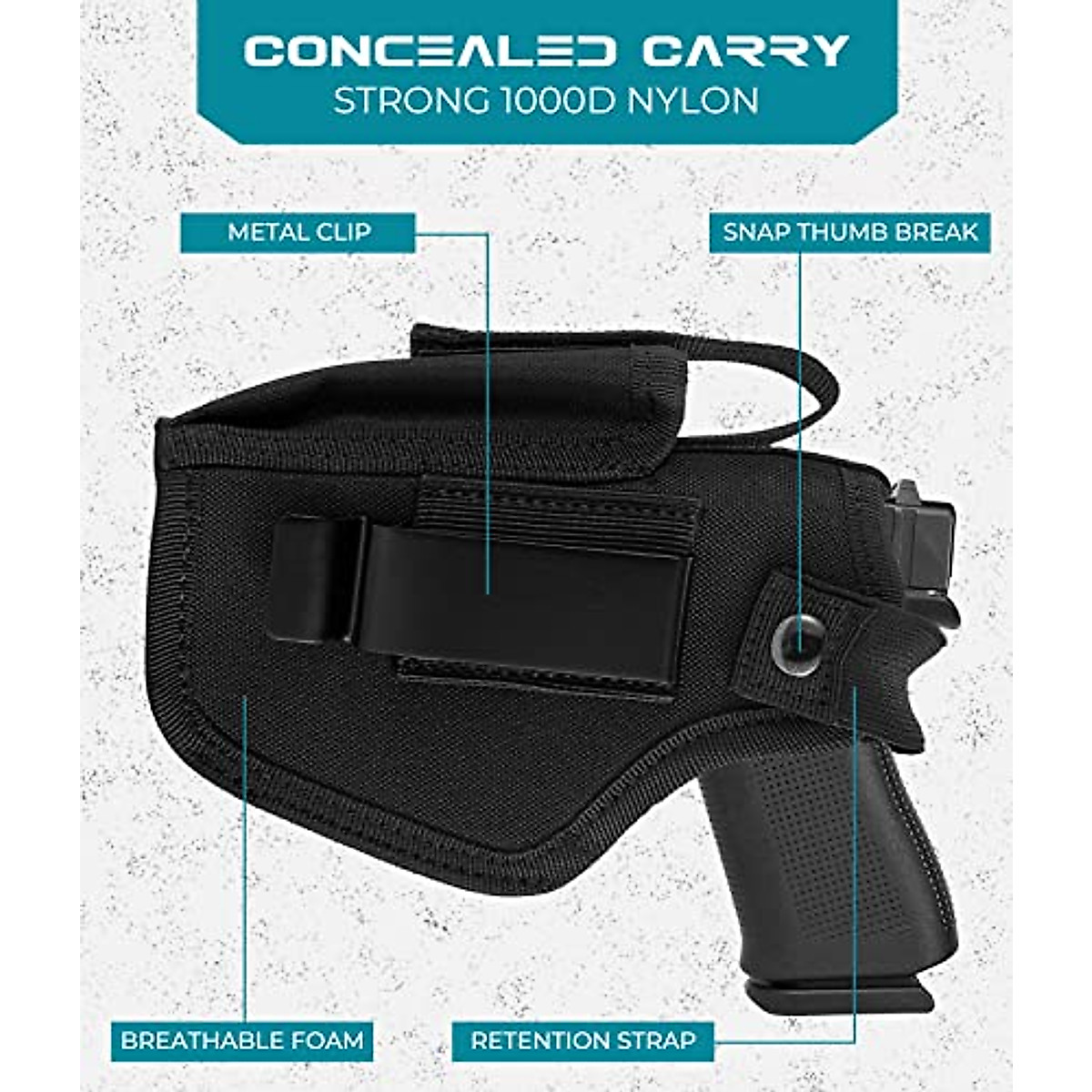 LandFoxtac Gun Holster for Pistols 9mm 380 45ACP, IWB/OWB Concealed Carry Pistol Holsters with Mag Pouch for Men/Women, CCW Right & Left Hand Gun Holder Fits Glock S&W M&P Sig