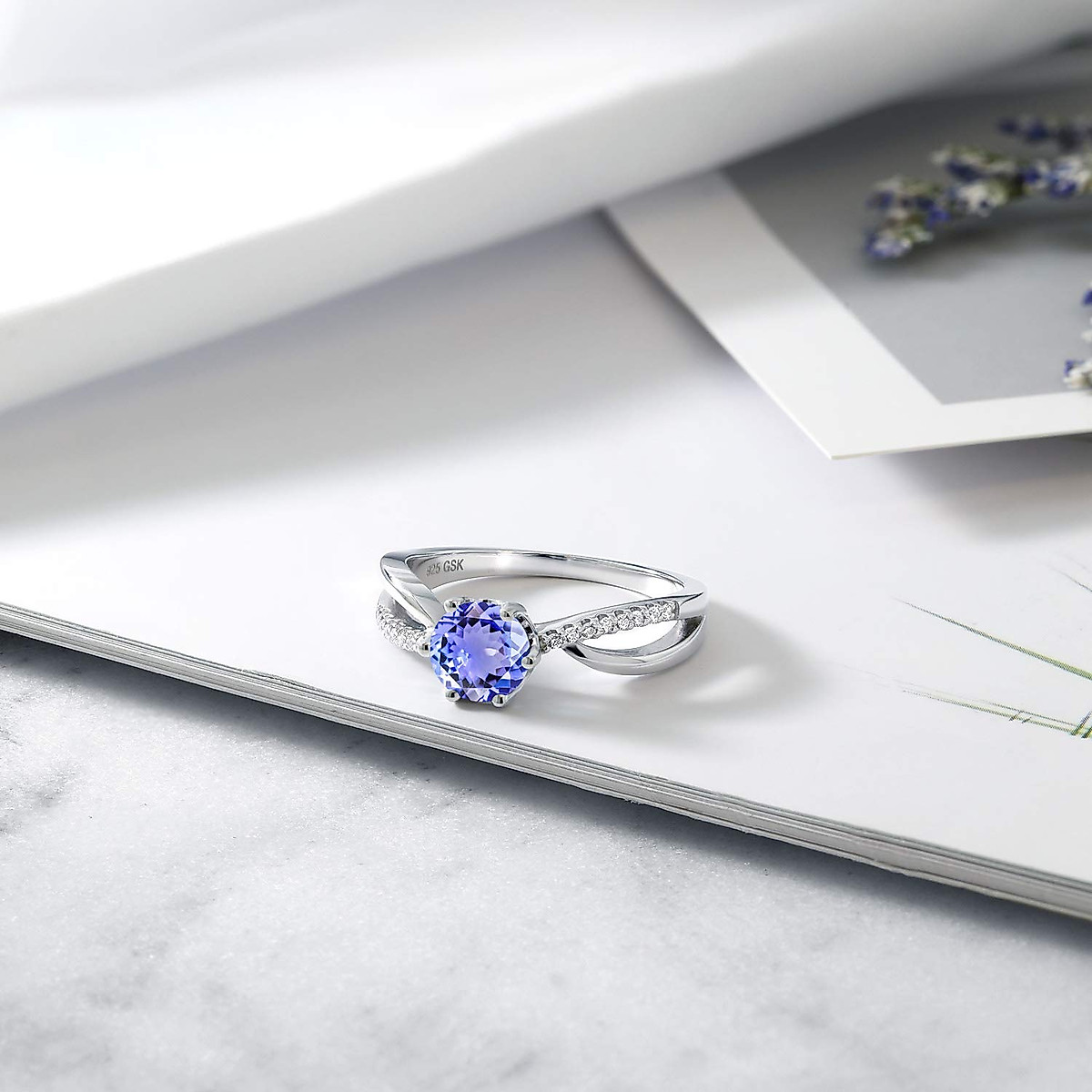 Gem Stone King 925 Sterling Silver Gemstone Birthstone Infinity Ring | Round 6MM | Wedding Engagement Anniversary Promise Ring For Women | Available In Size 5, 6, 7, 8, 9