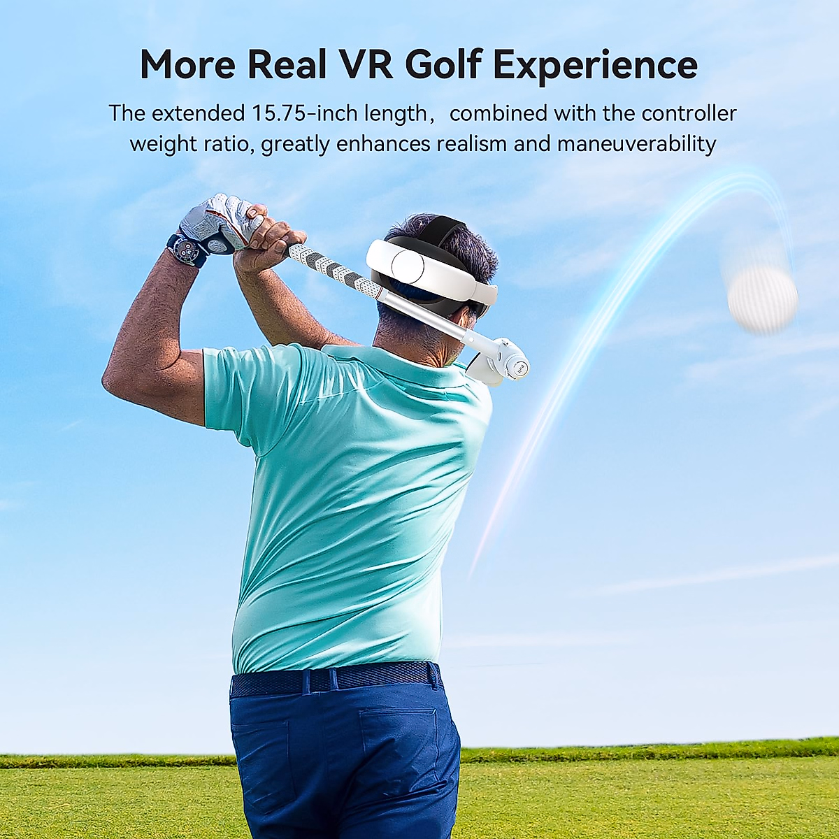 AMVR Golf Club Attachment Compatible with Meta/Oculus Quest 3S/Quest 3, Non-Slip VR Golf Handle Grip for Golf +, 80 Degree Design Keep Tracking （for Right Controller, Not for Charging Dock Battery）