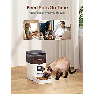Ymiko Automatic Cat Feeder, Cat Food Dispenser with Voice Recorder, Timed Small Pet Feeder with Programmable Timer, 1-4 Meals Per Day, 3L/12.7 Cups Capacity