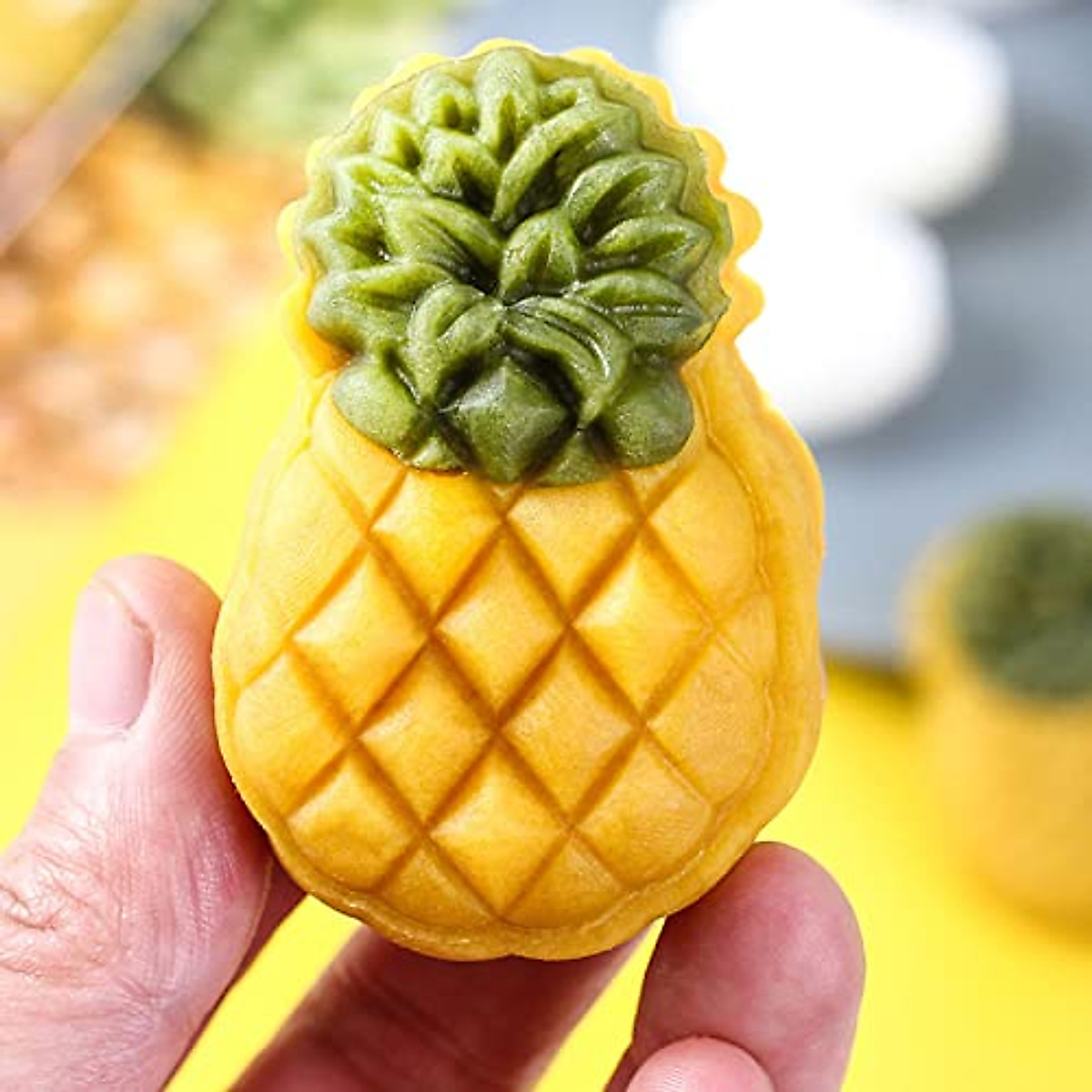 2 Set Pineapple Plastic Mooncake Mold Pineapple Lotus Stamp Hand Press Moon Cake Mould Pineapple Mooncake Cookie Cutter Bakeware Tools