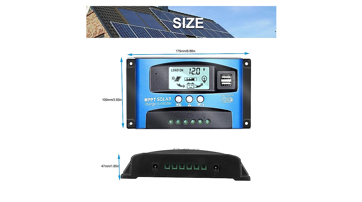MPPT Solar Charge Controller 40/50/60/100A, 12V 24V Dual USB Solar ...