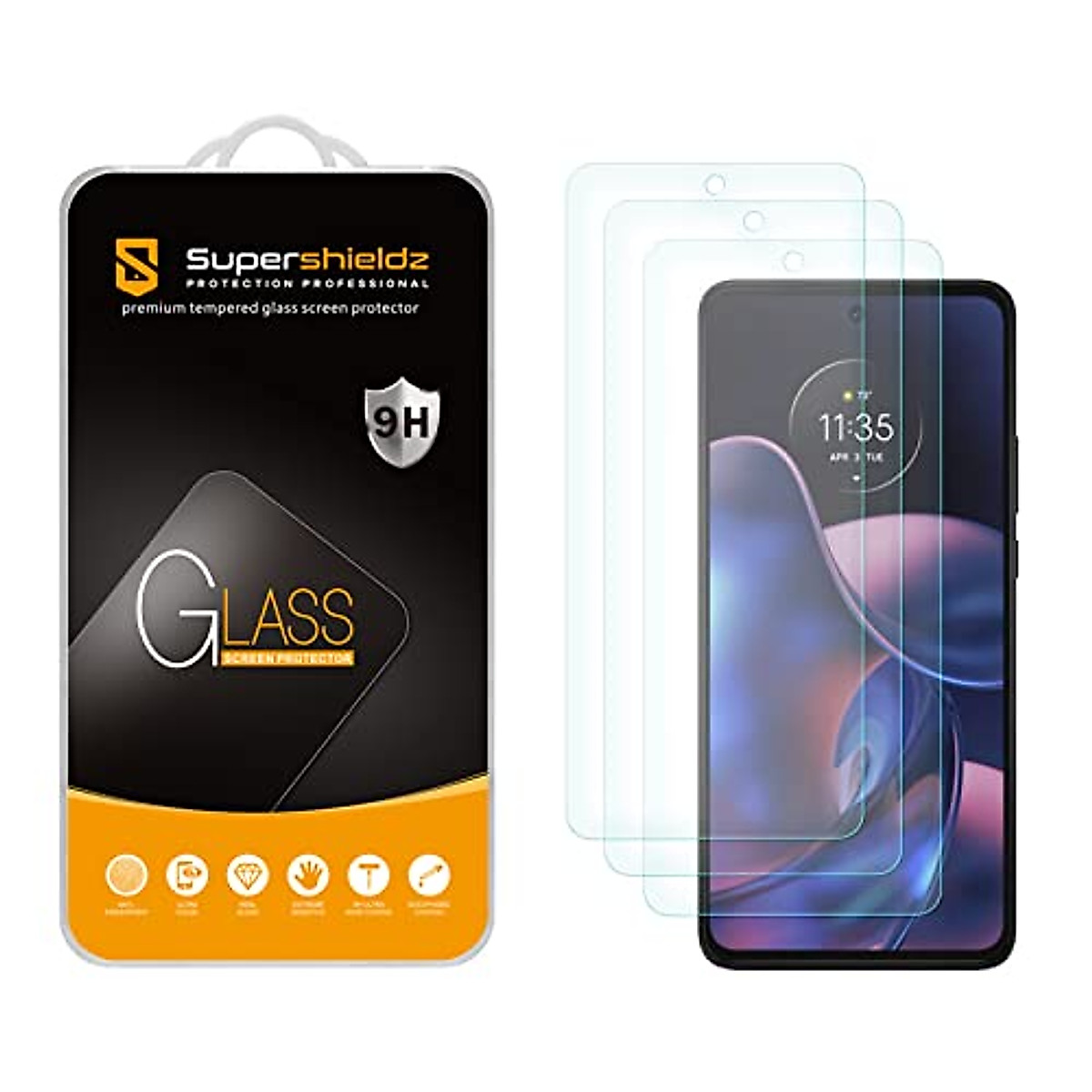 Supershieldz (3 Pack) Designed for Motorola Edge (2022) Tempered Glass Screen Protector, Anti Scratch, Bubble Free