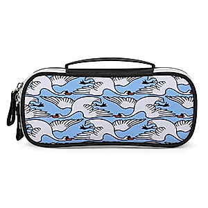Flying Swan PU Leather Pen Pencil Bag Organizer Portable Makeup Carry Case Storage Handbag