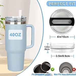 40 OZ Tumbler Lid Replacement for Stanley Cup, 2 Pack Replacement Lids Fit for 40 OZ Stanley Adventure Quencher Travel Tumbler, Spill Proof Tumbler Covers for Stanley Cup Accessories, White