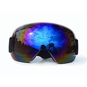 Dplus Ski Goggles Over Glasses - Wide View Snow/Snowboard Goggle Anti-Fog Dual Lens, Sports Goggles(blue)