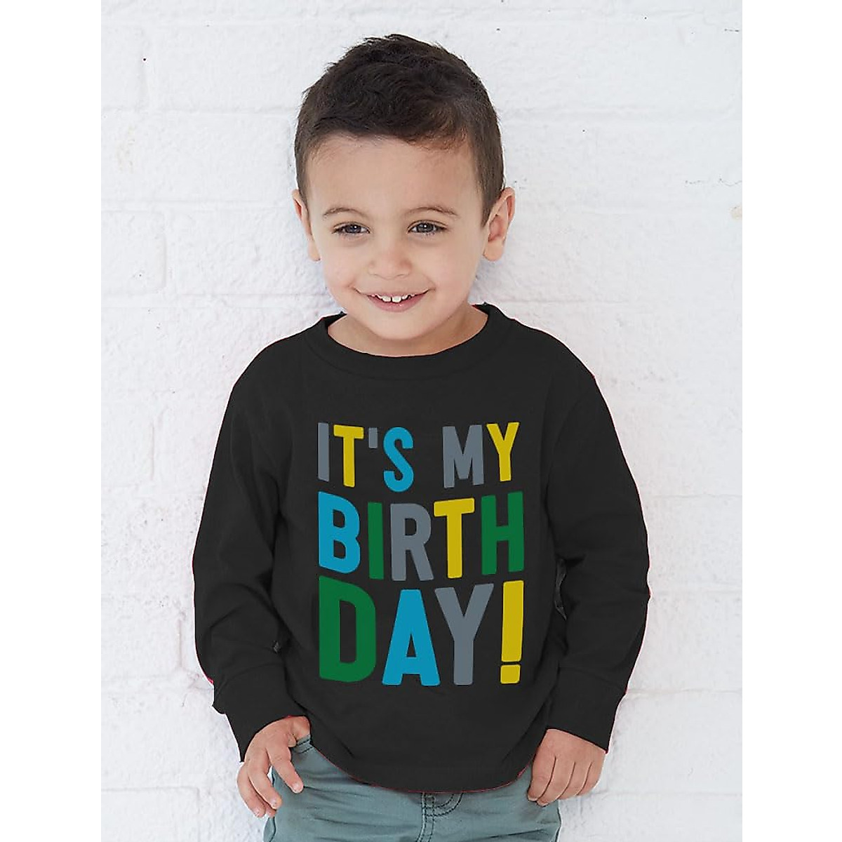 It's My Birthday Toddler Kids Shirt Gifts for Girls Boys 2nd 3rd 4th 5th Bday Toddlers Long Sleeve T-Shirt 3T Black