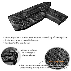 Ruger Security 9 Holster, Carbon Fiber Kydex Holster IWB for Ruger Security-9 Pistol Case Inside Waistband - Kydex IWB Holster Ruger Security 9 Gun Accessories (Black, Right)