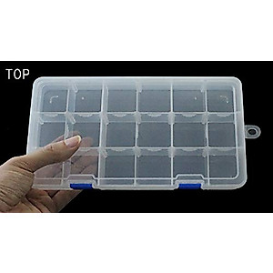Qualsen Plastic Compartment Box with Adjustable Dividers Craft Tackle Organizer Storage Containers Box (18 grid x 2, Clear)