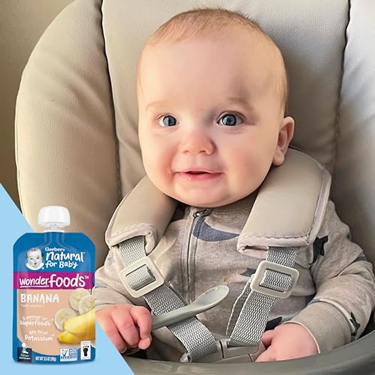 Gerber Baby Food Pouches, 2nd Food for Sitter, WonderFoods, Banana, 3.5 Ounce (Pack of 12)