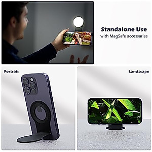 imluckies Detachable Magnetic Phone Holder for Laptop, Foldable Desktop Monitor Side Phone Mount, Adjustable Slim Portable Modular Stand for Desk/Wall, Works with MagSafe iPhone & All Phones, Black