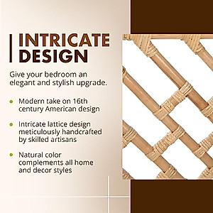 Kouboo Rattan Chippendal Headboard, California King Size, Handmade, Bedroom Furniture, Bohemian Decor, Headboard, Natural