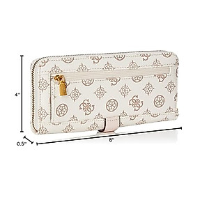 GUESS Briana Large Zip Around Wallet Cream Logo One Size