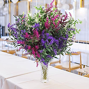 FYY Artificial Lavender Flowers Outdoor Plants (12 Bundles) Outdoor Artificial Plants UV Resistant - Plastic Flowers Lavender Spring Fake Flowers - Floral Arrangement for Porch Window Box Decor