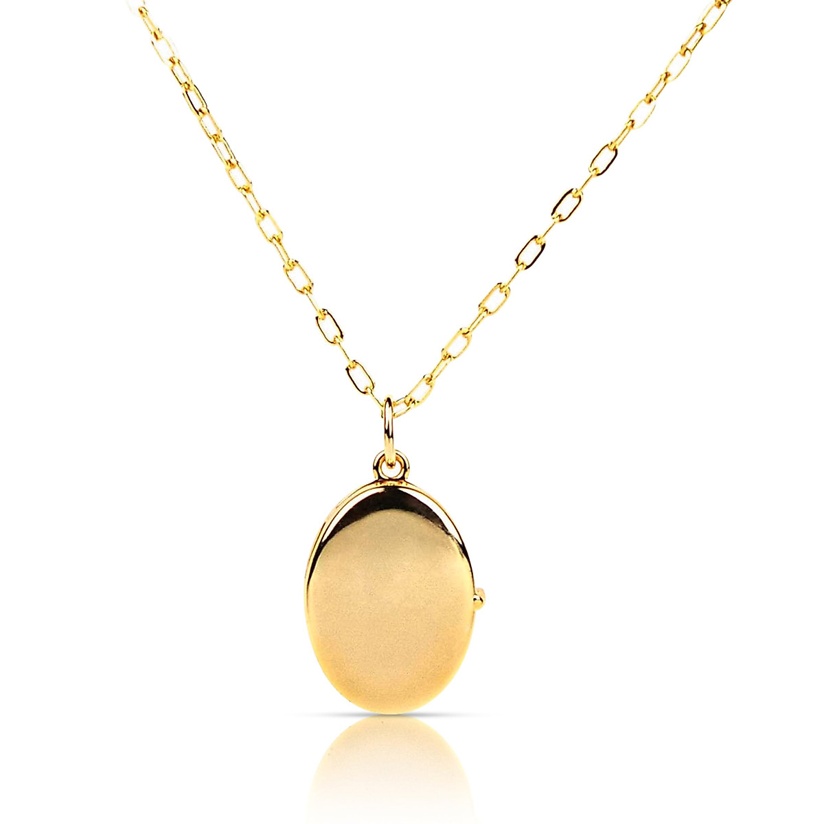Modern Moments Gold Locket Necklace For Women - Oval Locket Pendant Necklace With Picture Inside - 16-18"
