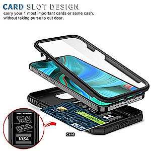 Pompvla for iPhone 13 Pro Max Case,with 2 Tempered Glass Screen Protectors,Built-in Magnetic Kickstand Ring Camera Cover,Military Grade Drop Protection Shockproof Heavy Duty Protective Man 6.7'' Black