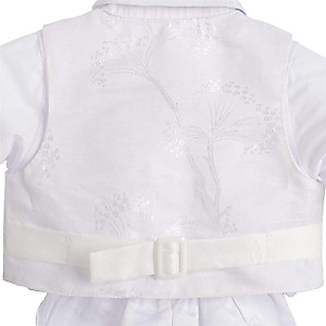 Dressy Daisy Baby Boys White Suit Christening Clothing Baptism Outfits with Bonnet Long Sleeve Floral Size 6-9 Months