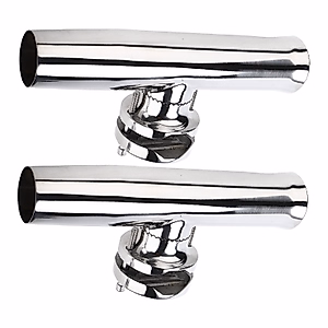 NovelBee 2pcs Boat Fishing Rod Holder,Stainless Tournament Style Clamp on Fishing Rod Pole Holder for Rails 1-1/4" to 2"