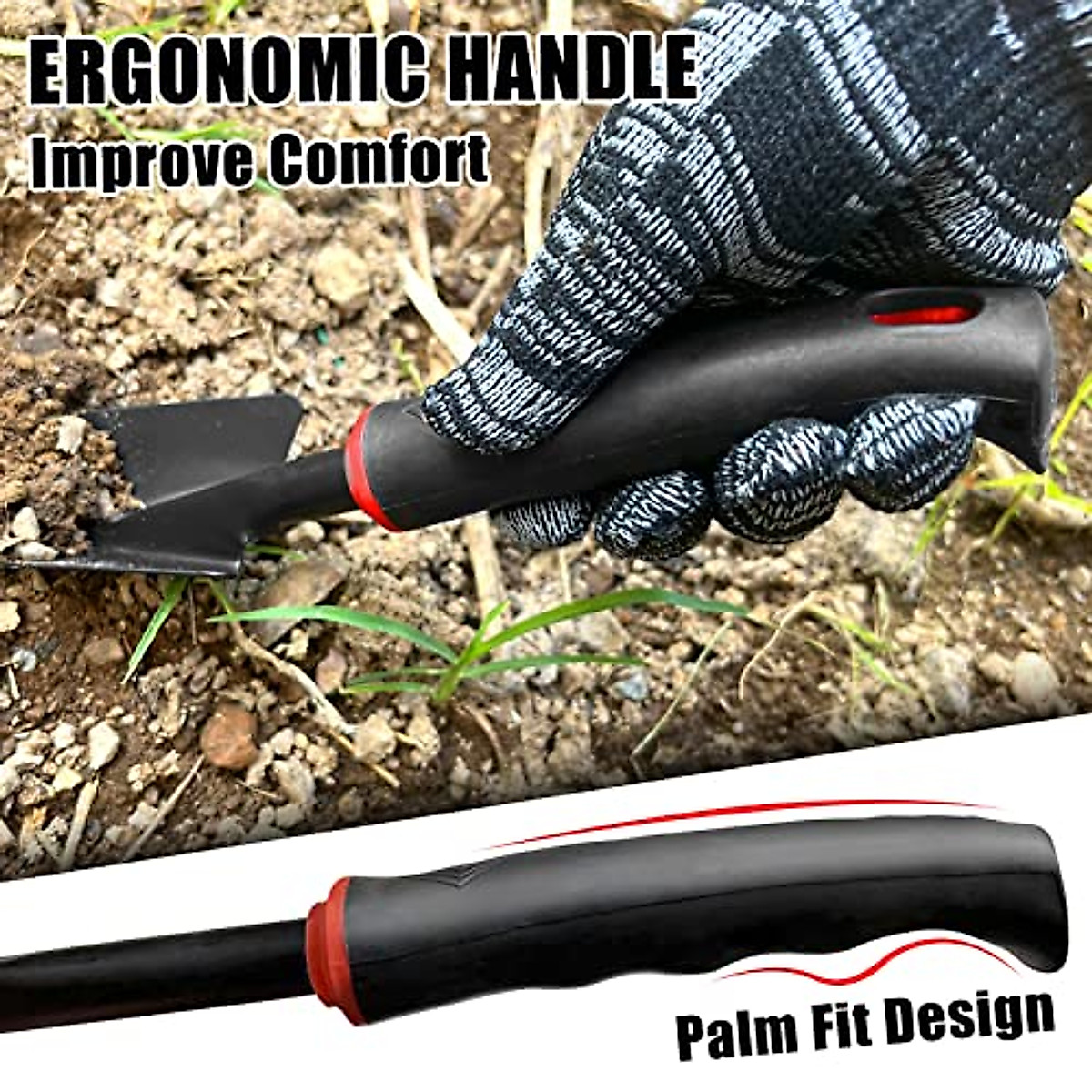 CGT Gardening Hand Tools Set, 5 Piece Refined Iron Garden Work Kit with Non-Slip Ergonomic Handle for Digging Planting, Outdoor Gardening Gifts for Women and Men