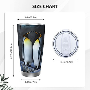 jshmgchw 3d Penguin 20oz Tumbler, Car Cup With Lid And Straw, Spill-Proof, Stainless Steel Double Wall Vacuum Insulated Reusable Coffee Travel Mug, For Cold Drinks, Hot Beverage