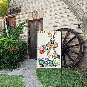 Easter Welcome Garden Flag 12×18 Inch Double Sided Bunny Flower Egg Outside Vertical Holiday Yard Flag