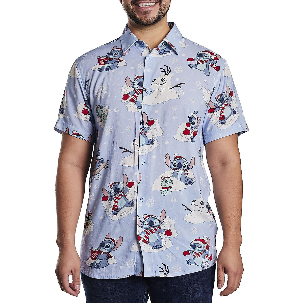 Disney Lilo & Stitch Snow Angel Camp Shirt, Unisex, XX-Large
