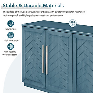 LUMISOL Farmhouse Kitchen Sideboard Buffet Cabinet with Storage Doors and Adjustable Shelf Wood Storage Cabinet for Living Dining Room